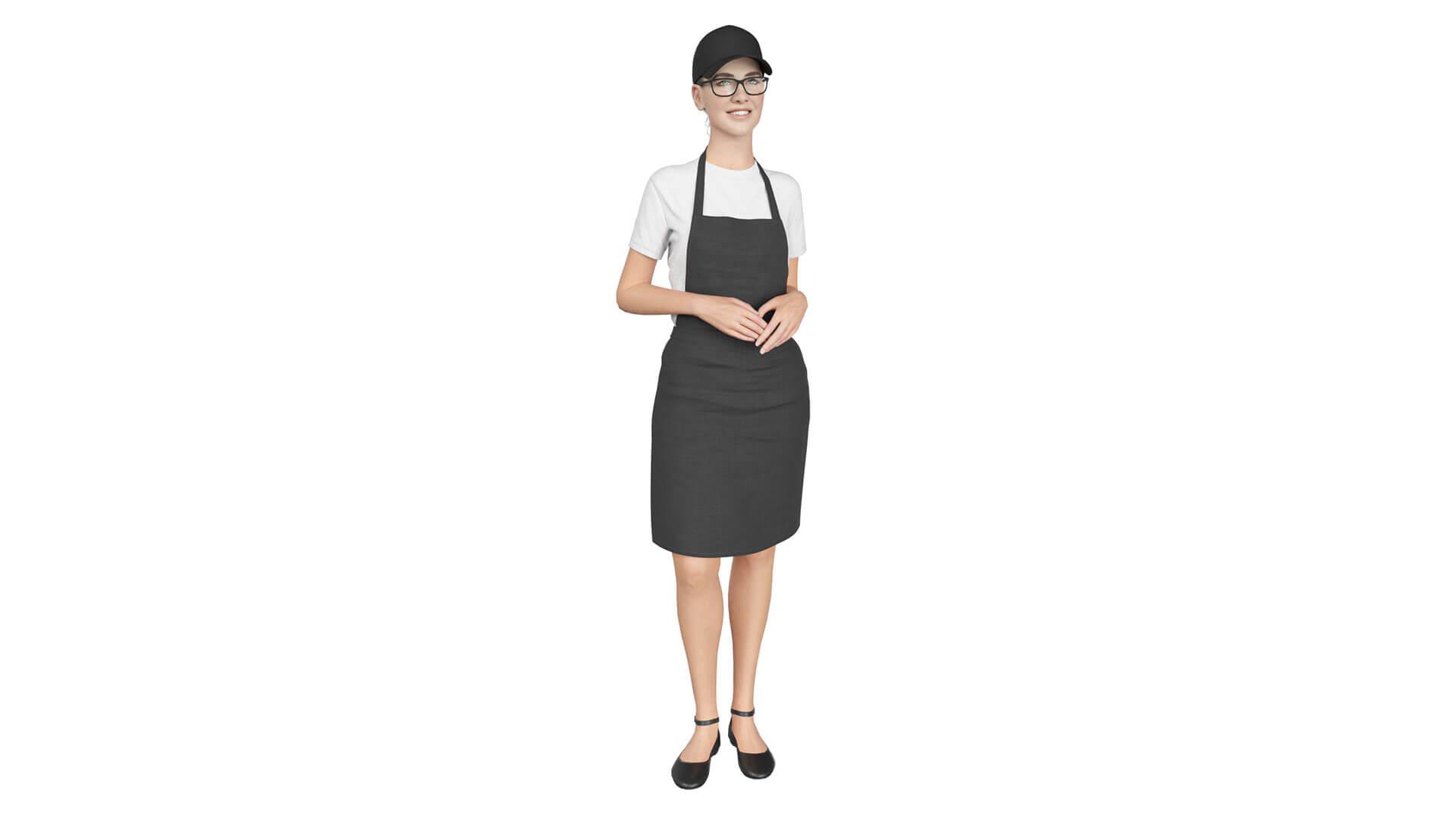 Cafe Waiter or Cashier in a Black Apron - 3D Model by AnDu