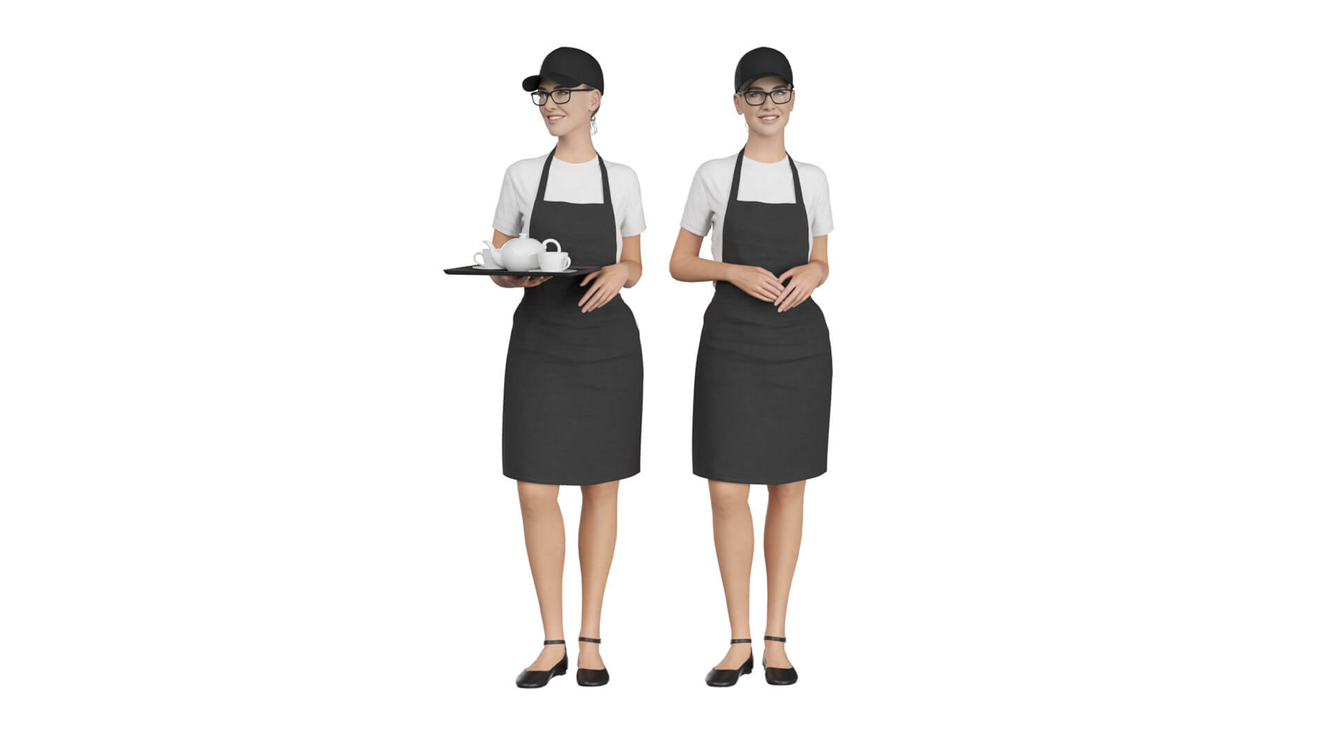 Cafe Waiter or Cashier in a Black Apron - 3D Model by AnDu