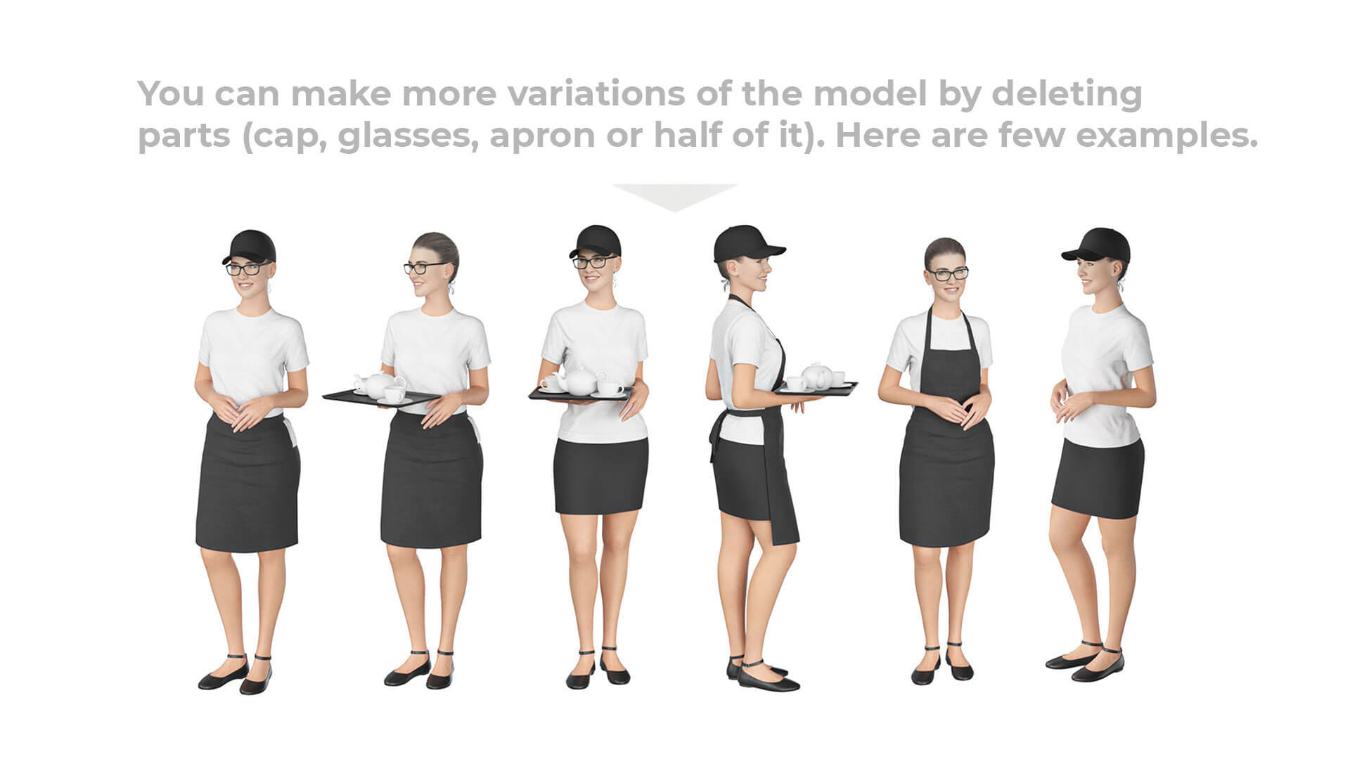 Cafe Waiter or Cashier in a Black Apron - 3D Model by AnDu