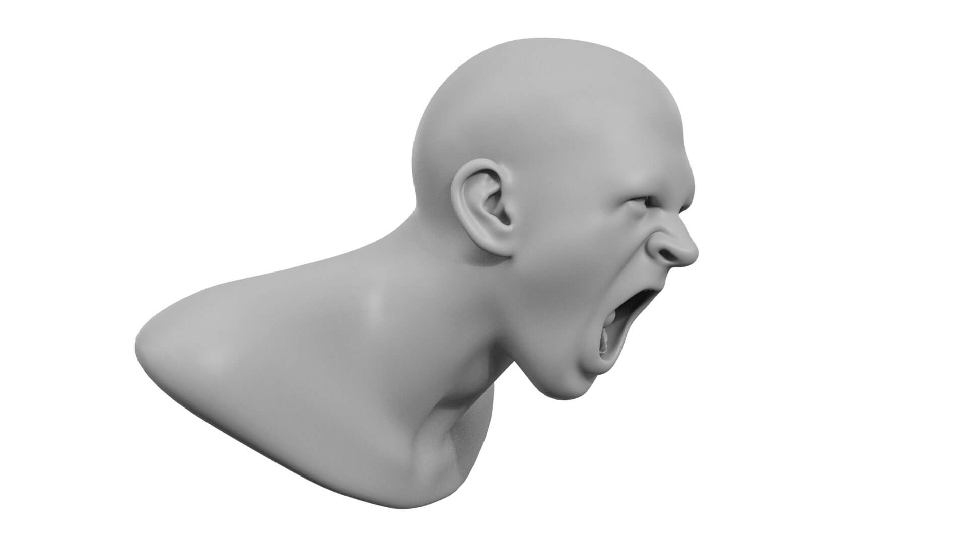 Evil Screaming Man Bust Base Mesh - Free 3D Model by AnDu