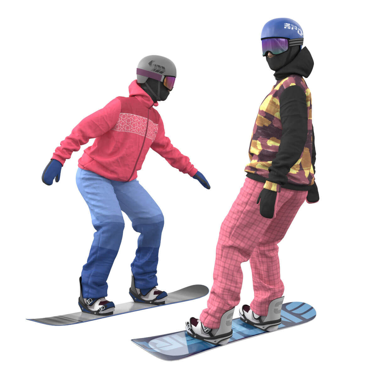 Female Snowboarders - 3D Model by AnDu