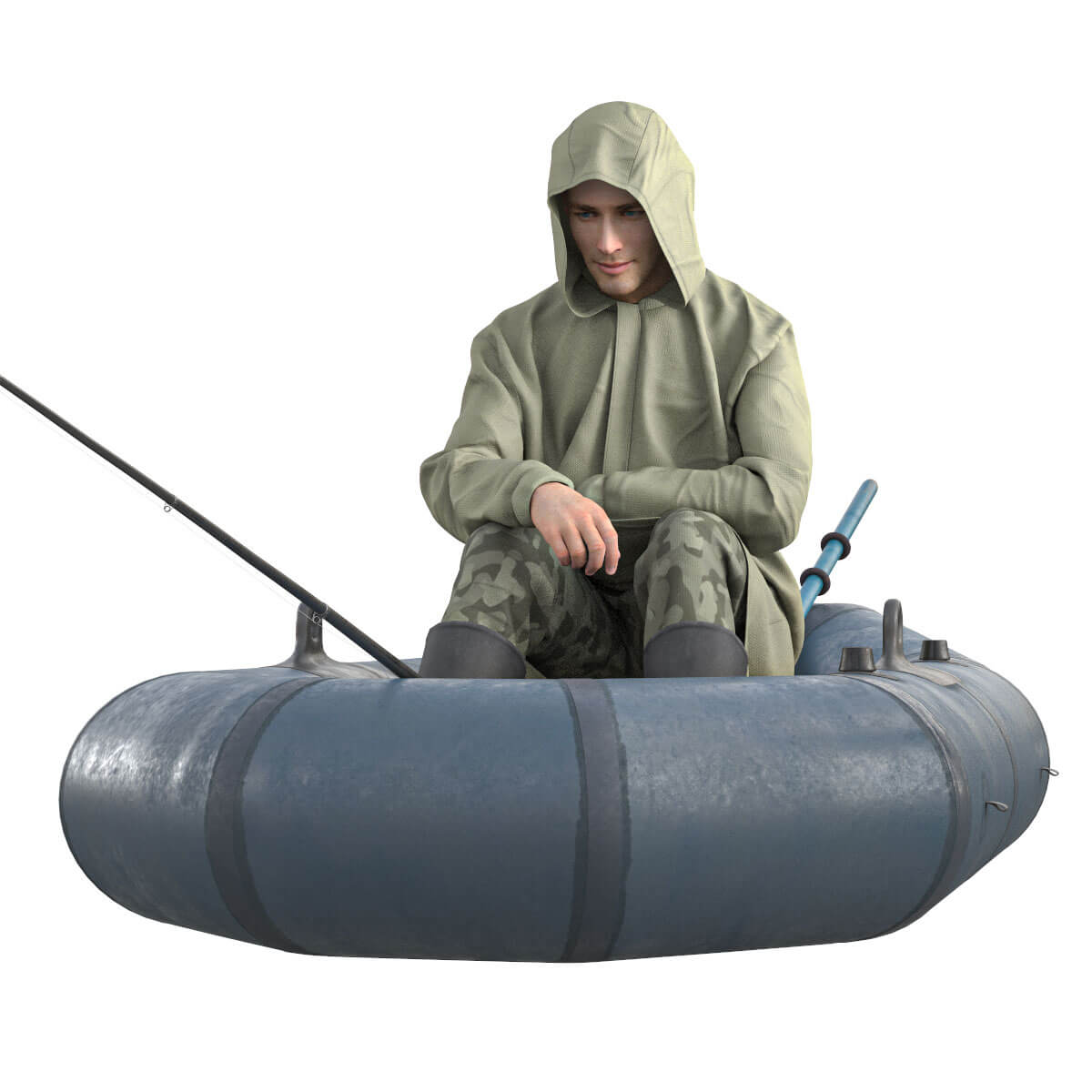 Fisherman in a Boat - 3D Model by AnDu