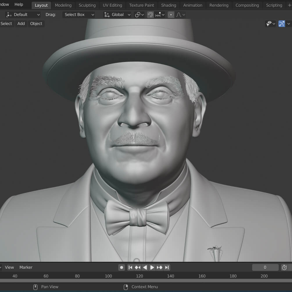 David Suchet (Poirot) likeness 3D Render, Digital Art by AnDu