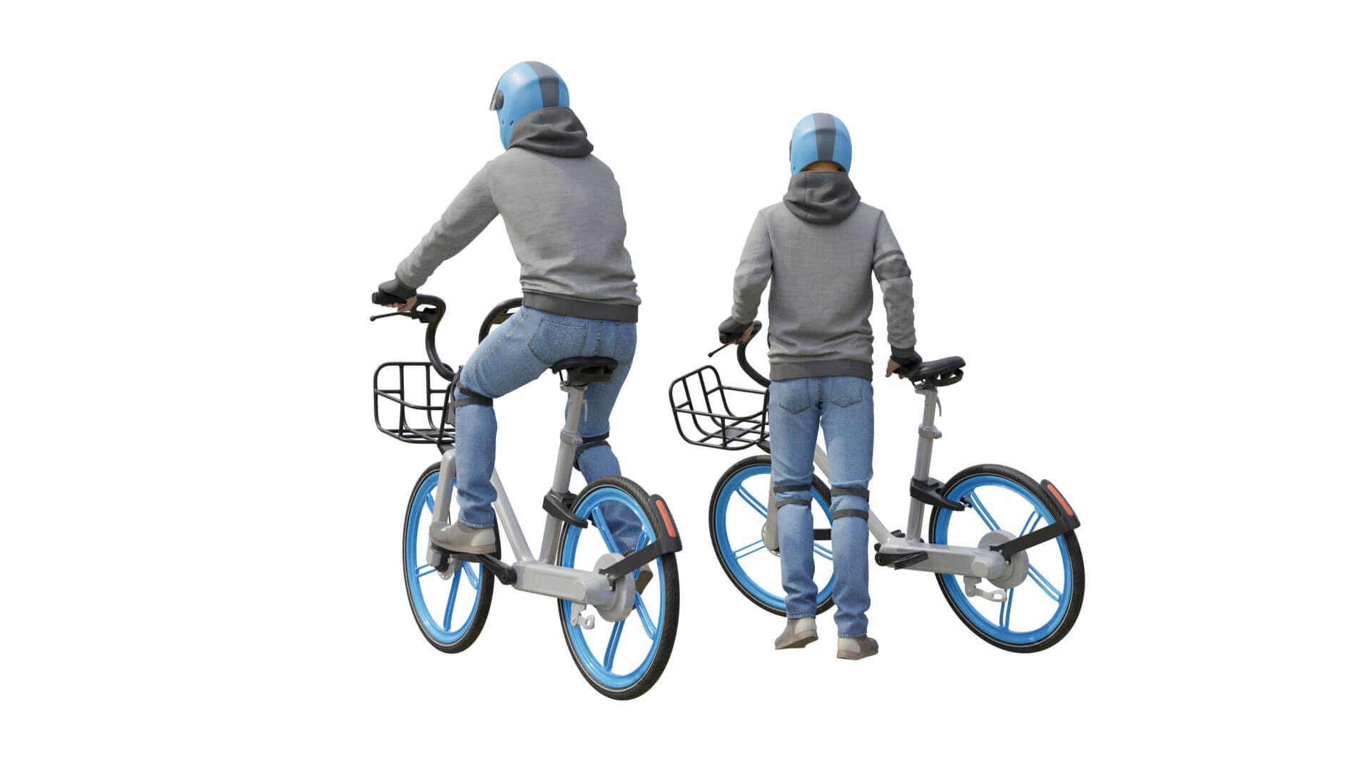 Man on Bike Wearing Blue Helmet - 3D Model by AnDu