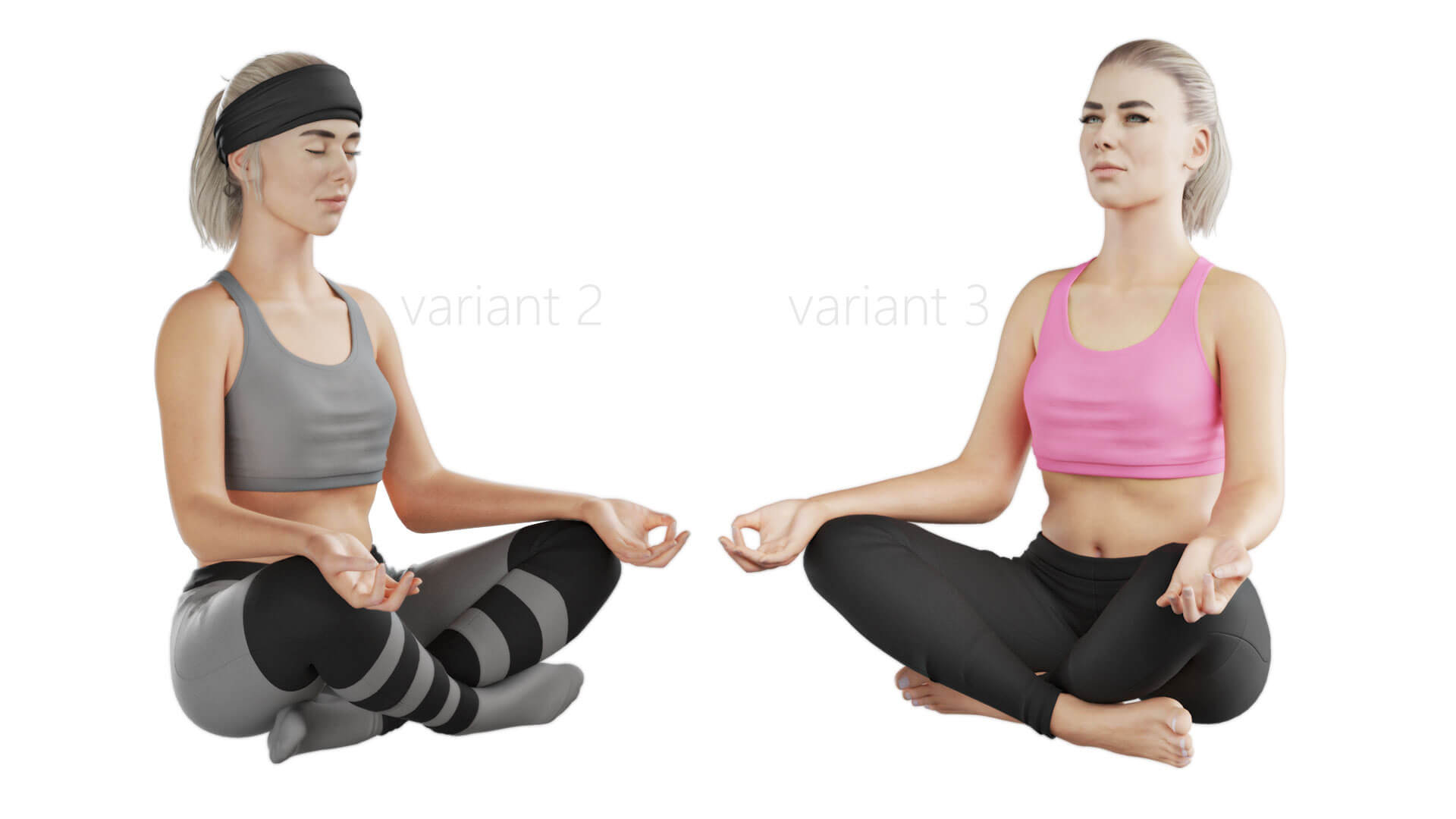 Woman Practicing Yoga in Lotus Position - 3D Model by AnDu