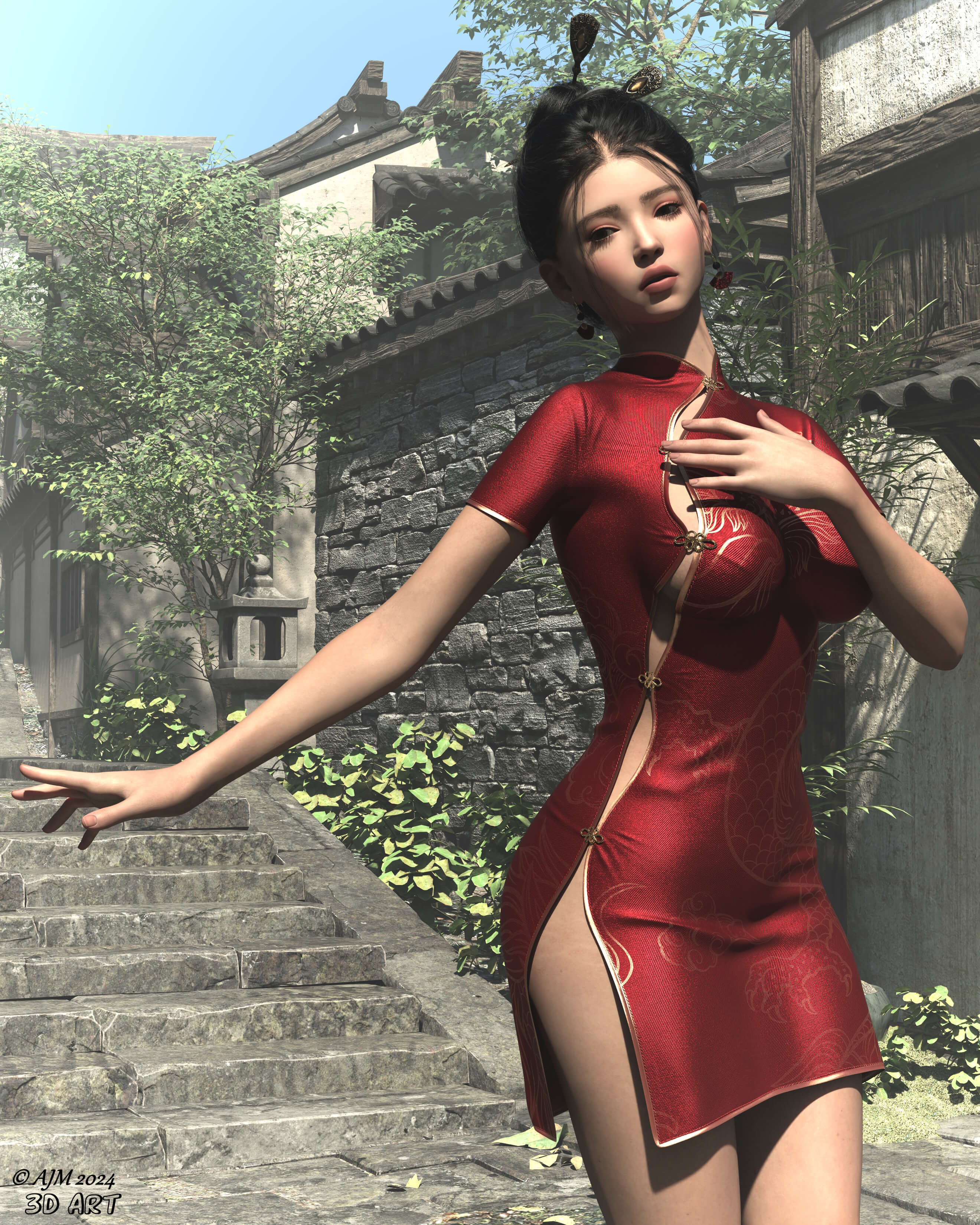 Hira G9 Cute Girl 3D Render, Digital Art by andy2711