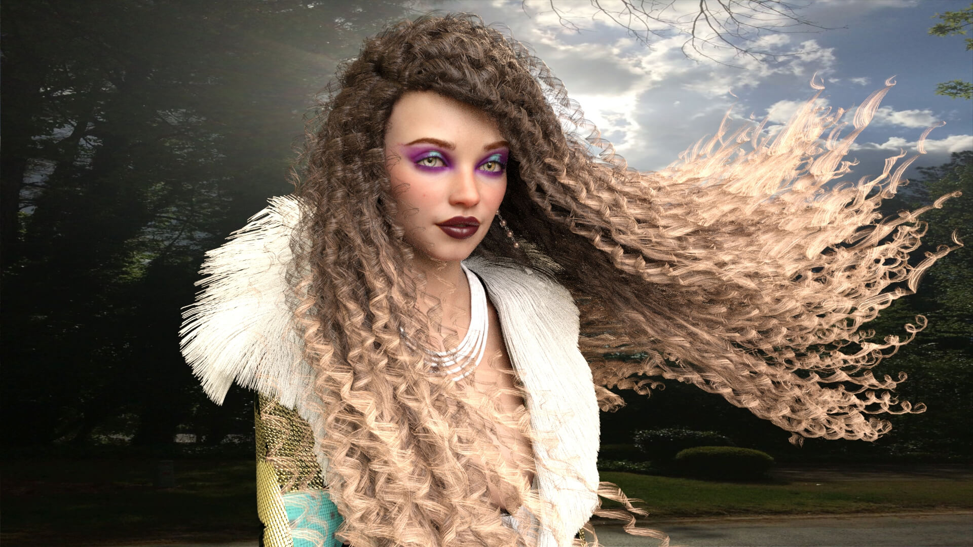 A Windy Day In Spring 3D Render by ANena Studios illustration