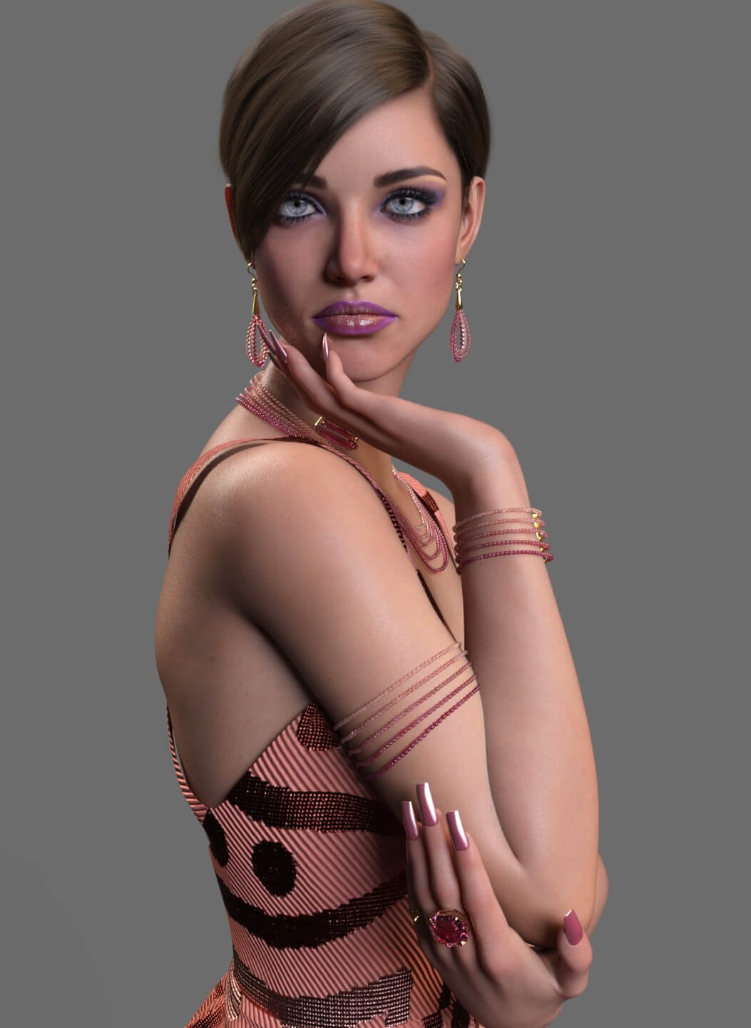 Carmen in pink close up 3D Render by ANena Studios illustration