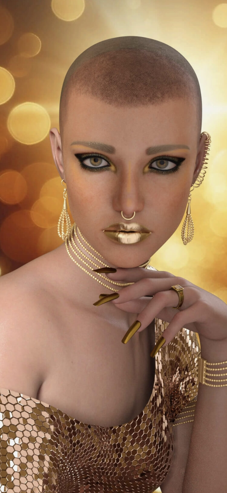 Golden Beauty 3D Render by ANena Studios illustration