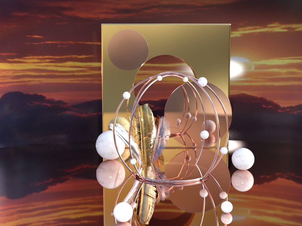 Shiny Sunset 3D Render, Digital Art by ANena Studios illustration