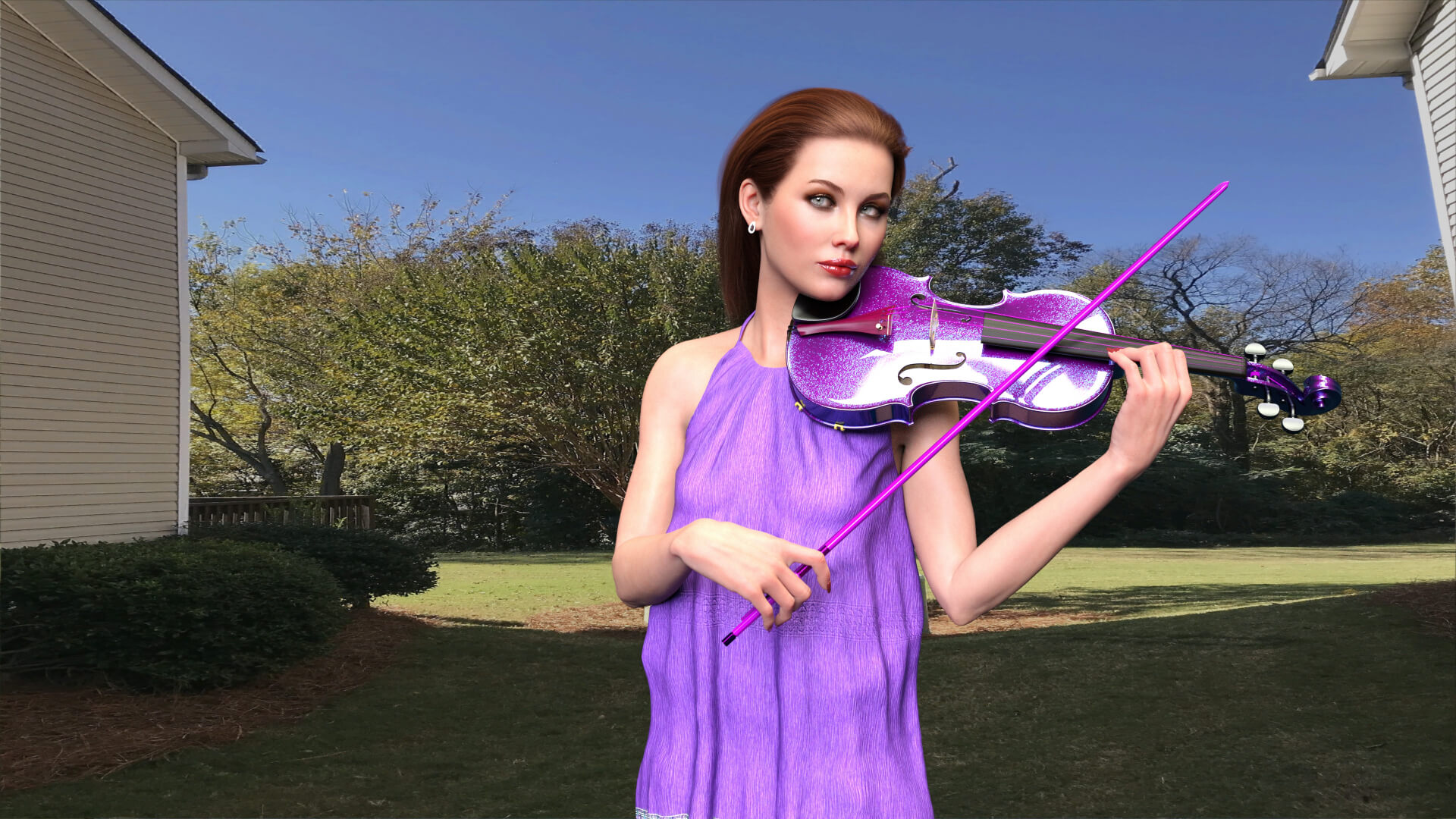 Sky and Her Magic Purple Violin by ANena Studios illustration