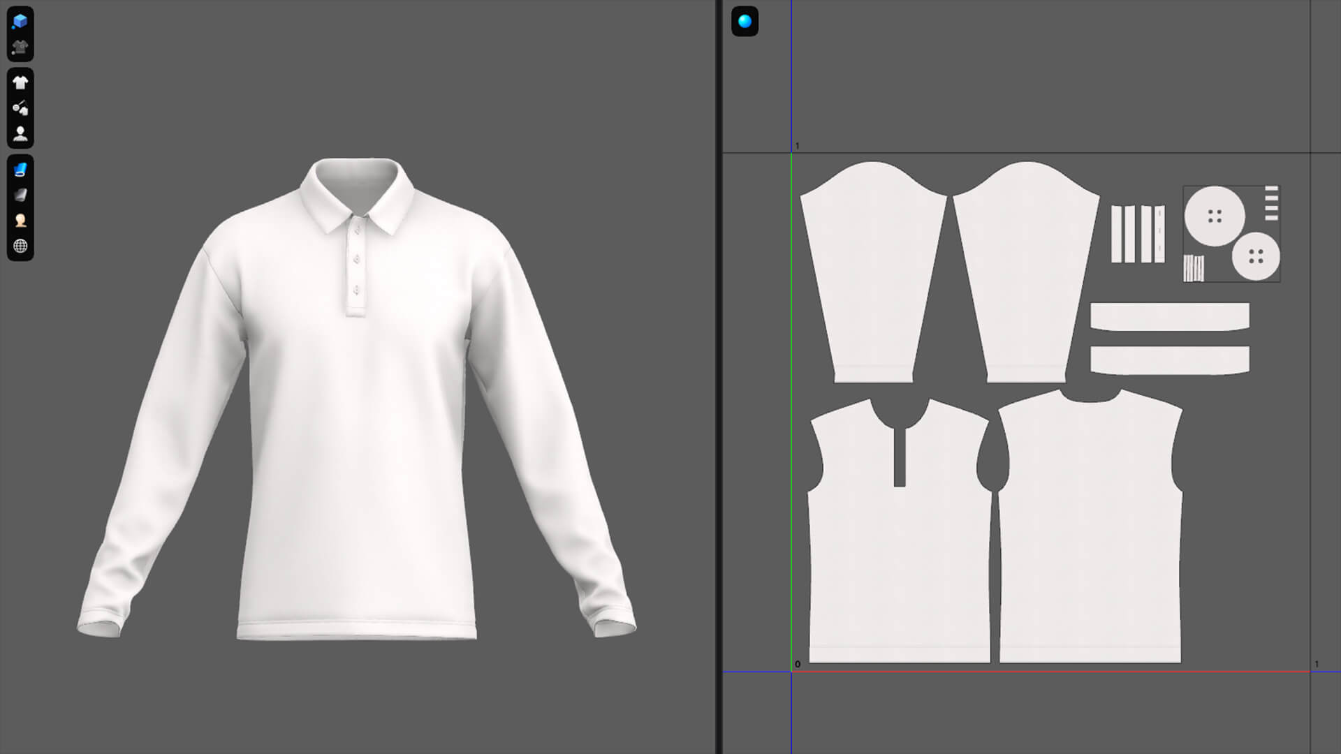 Men's Long Sleeve Polo Shirt - 3D Model by anescire