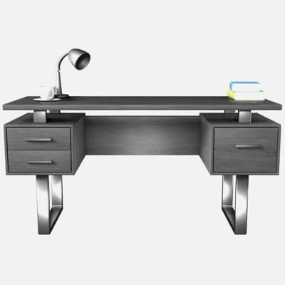 Silver Metal Computer Desk - 3D Model by AngelinaDanilova