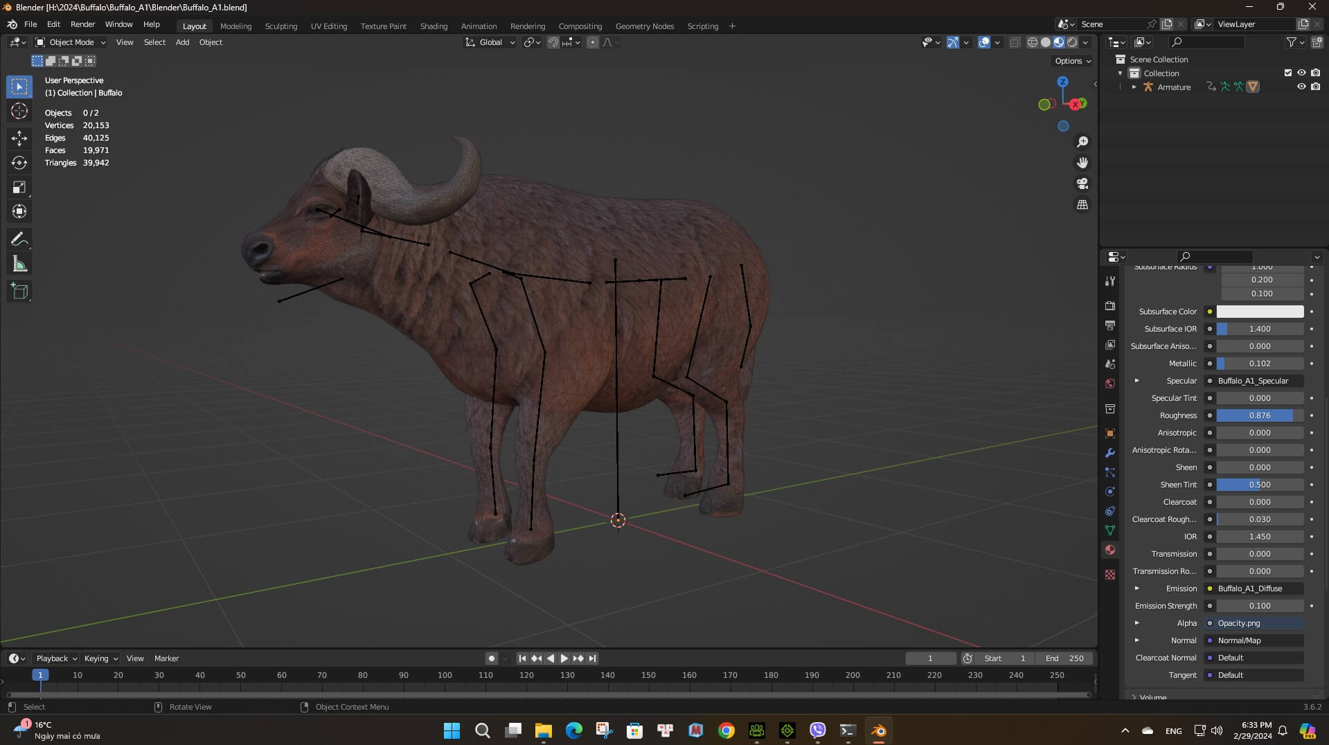 Buffalo A1 Animated - 3D Model by Animated3d