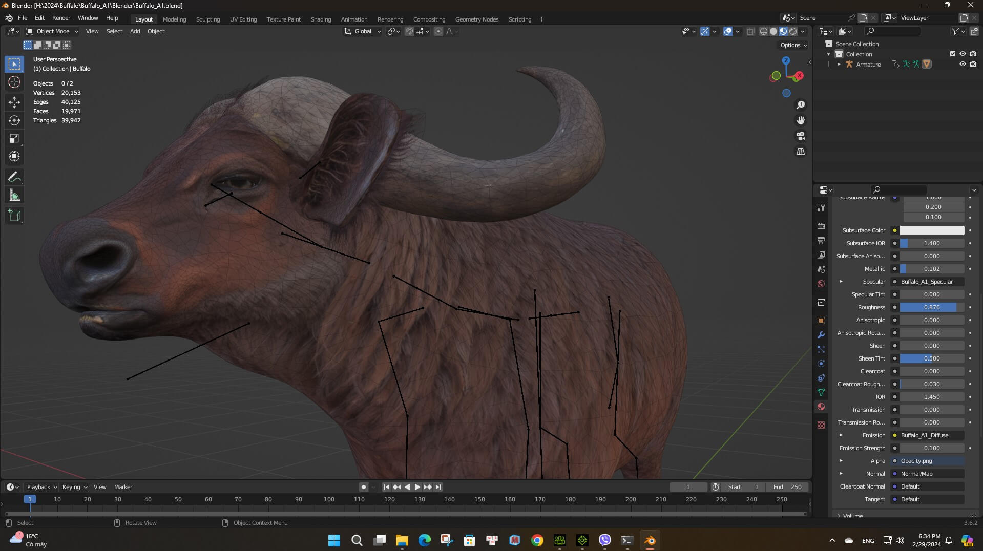 Buffalo A1 Animated - 3D Model by Animated3d