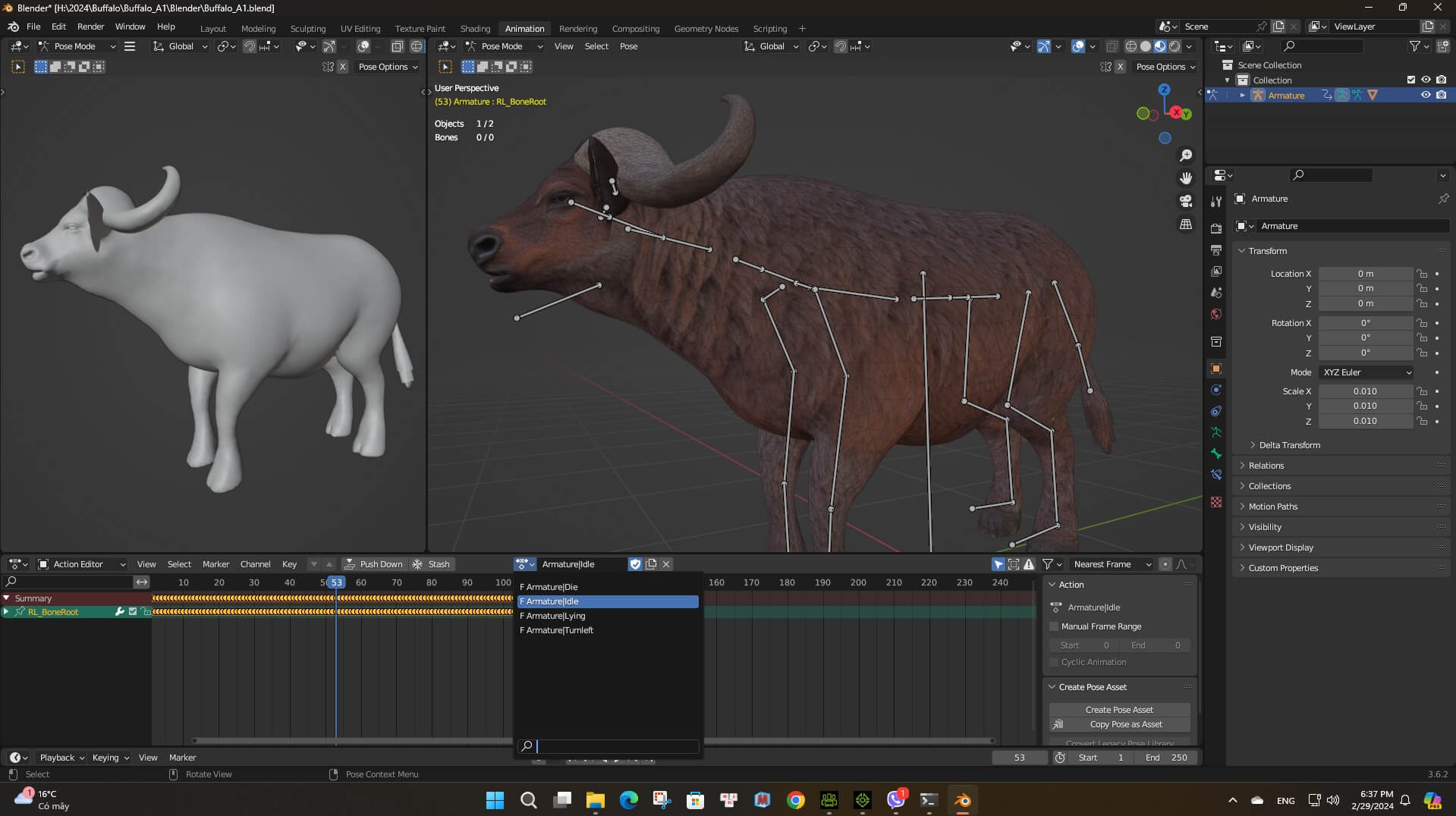 Buffalo A1 Animated - 3D Model by Animated3d