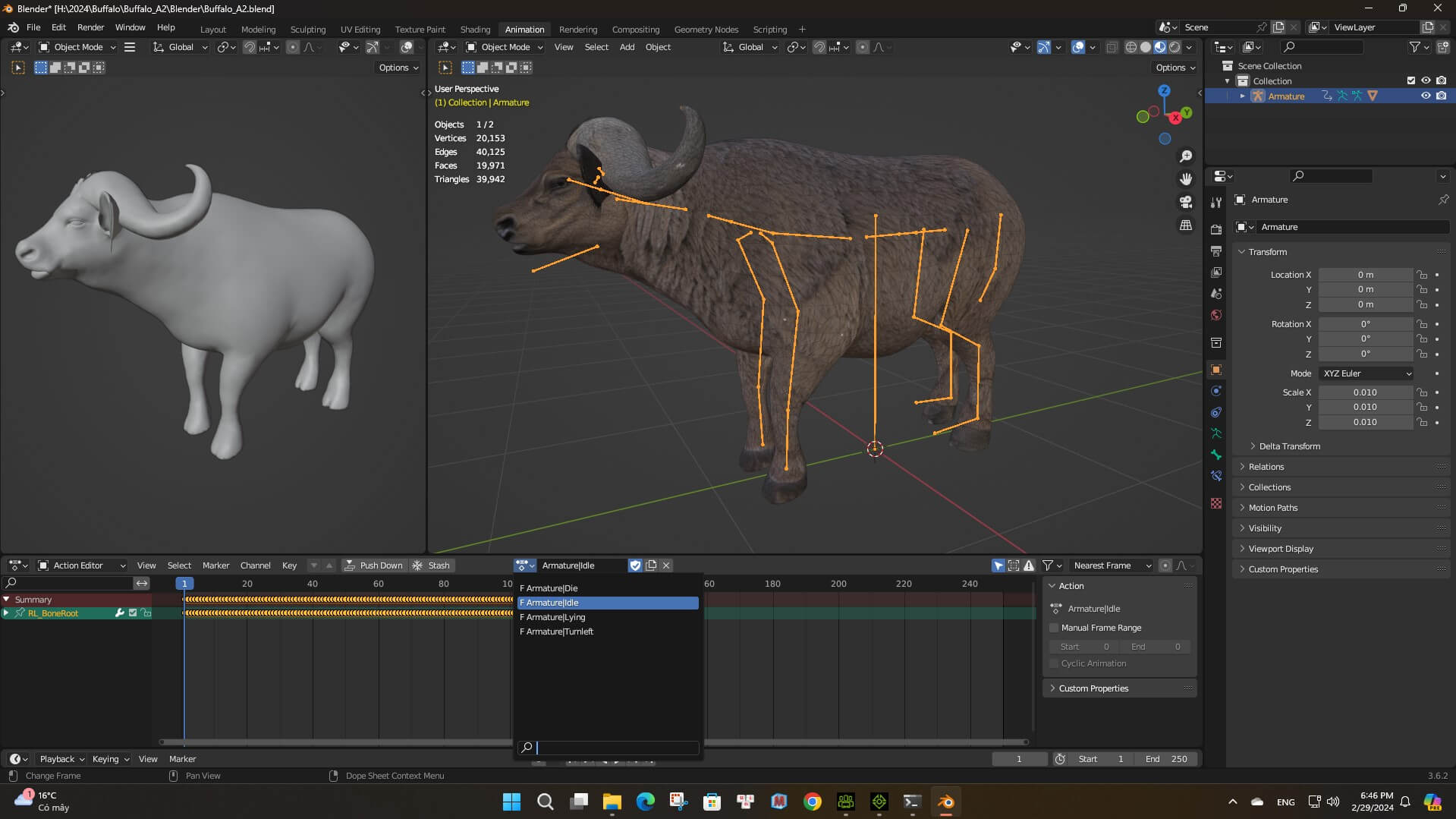 Buffalo A2 Animated - 3D Model by Animated3d