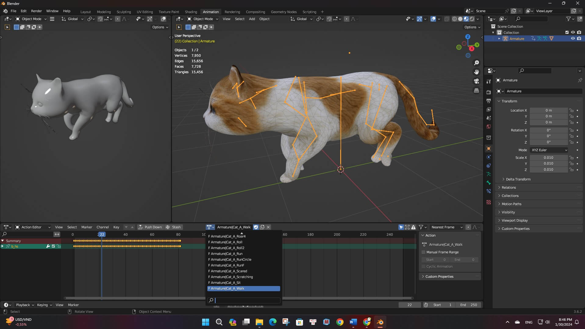 Cat A1 Animated - 3D Model by Animated3d