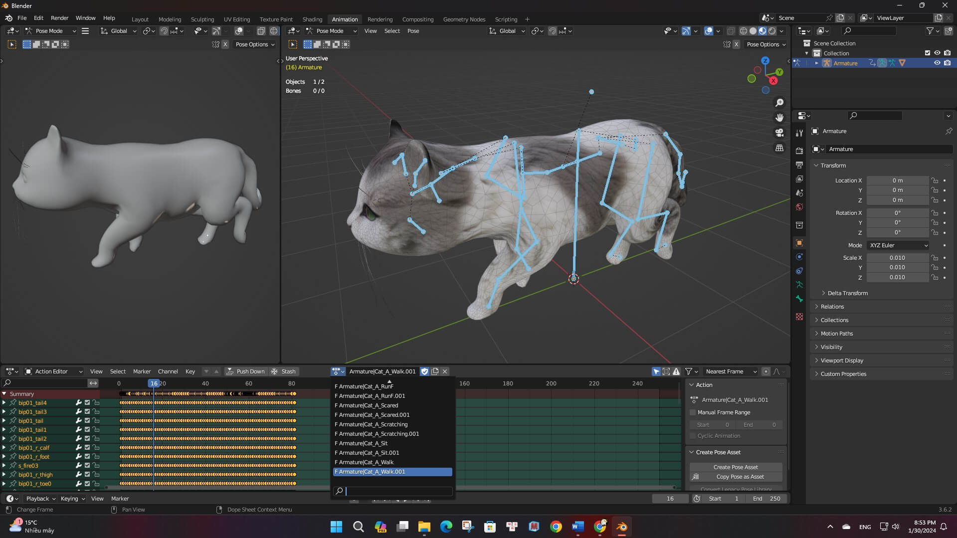 Cat A2 Animated - 3D Model by Animated3d