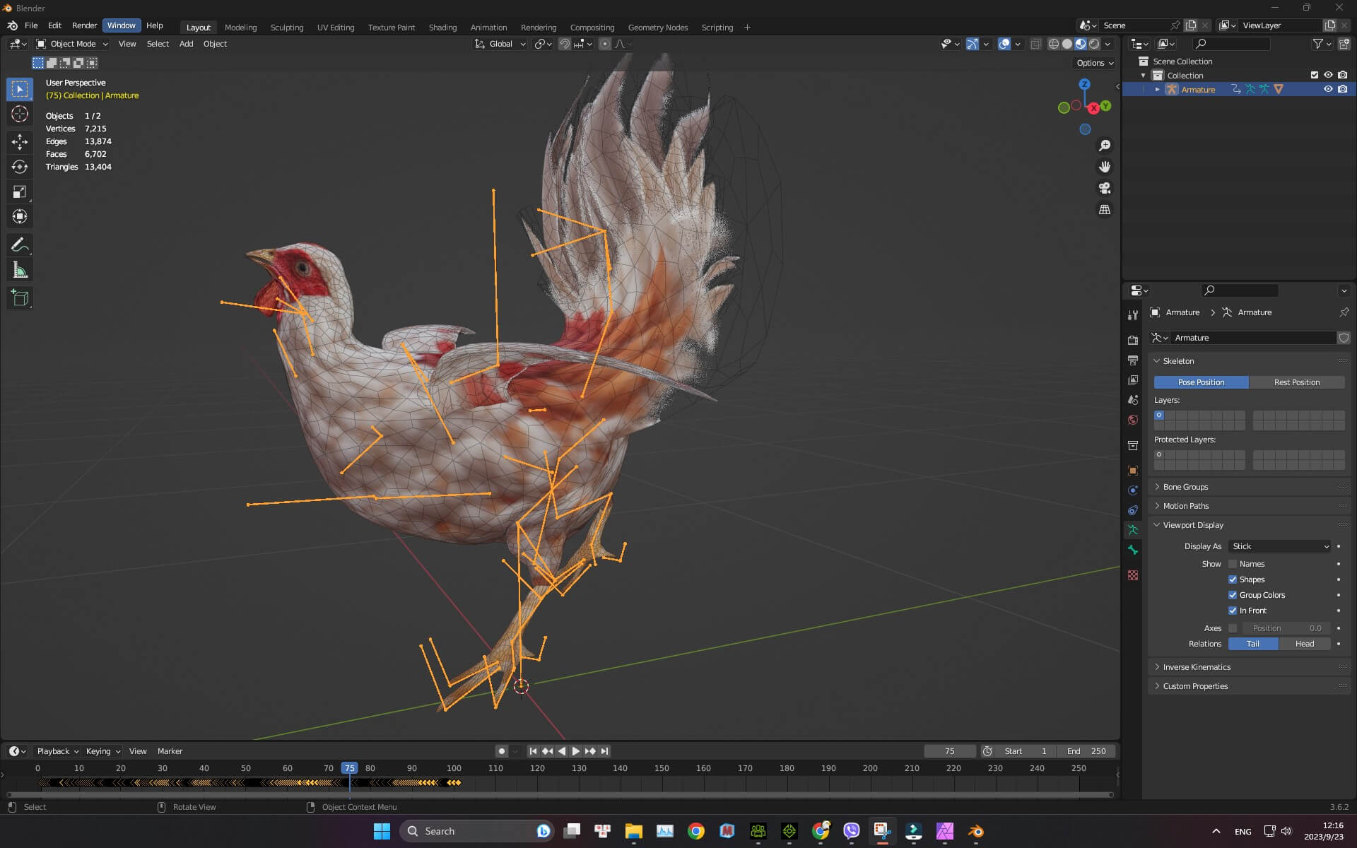Chicken A2 Animated - 3D Model by Animated3d