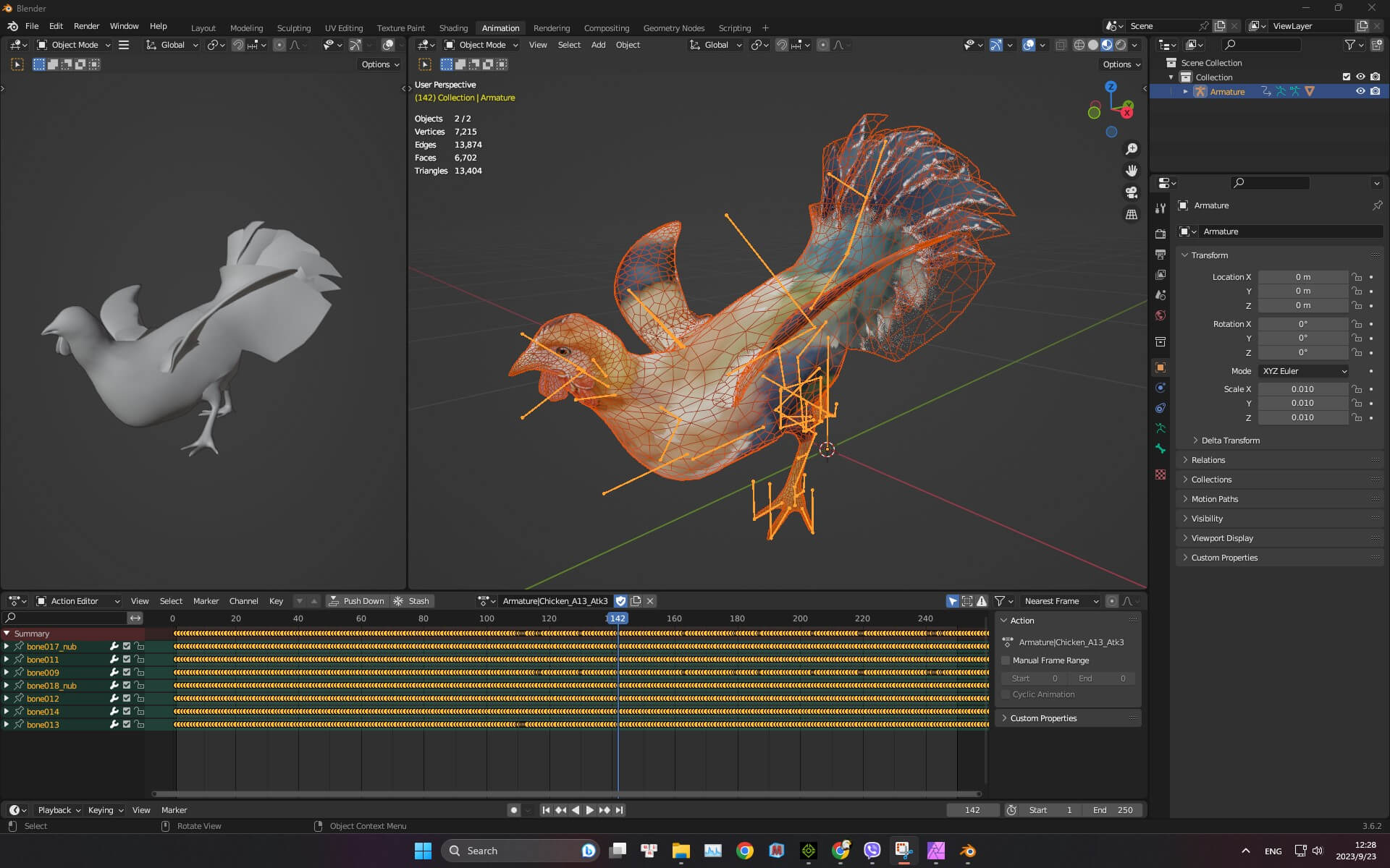 Chicken A3 Animated - 3D Model by Animated3d