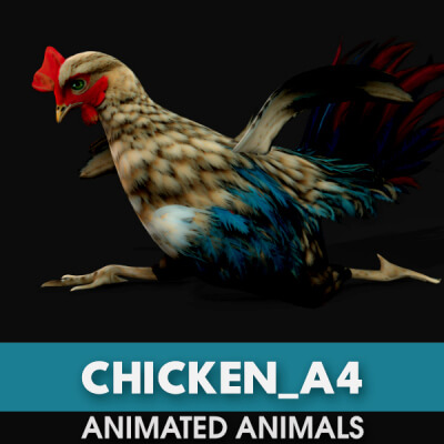 Chicken A2 Animated - 3D Model by Animated3d