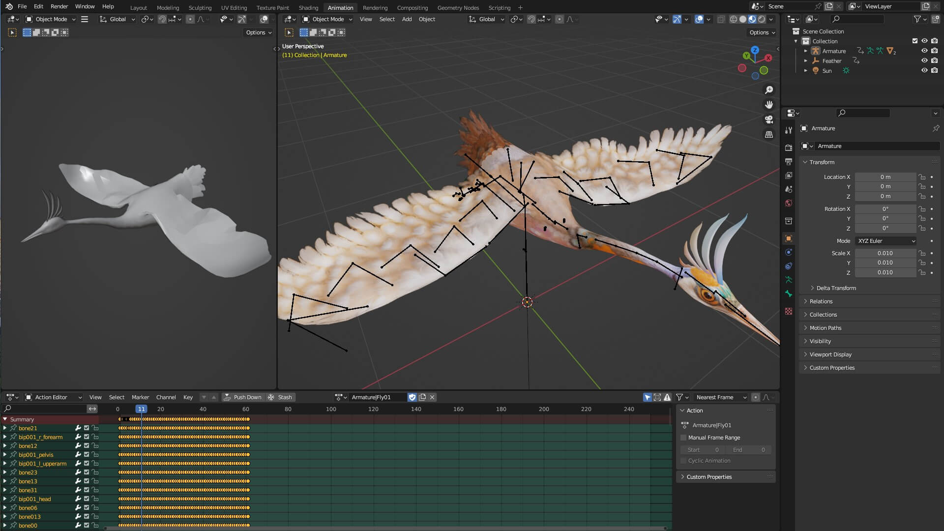 Crane Bird-B2 3D Animation by Animated3d