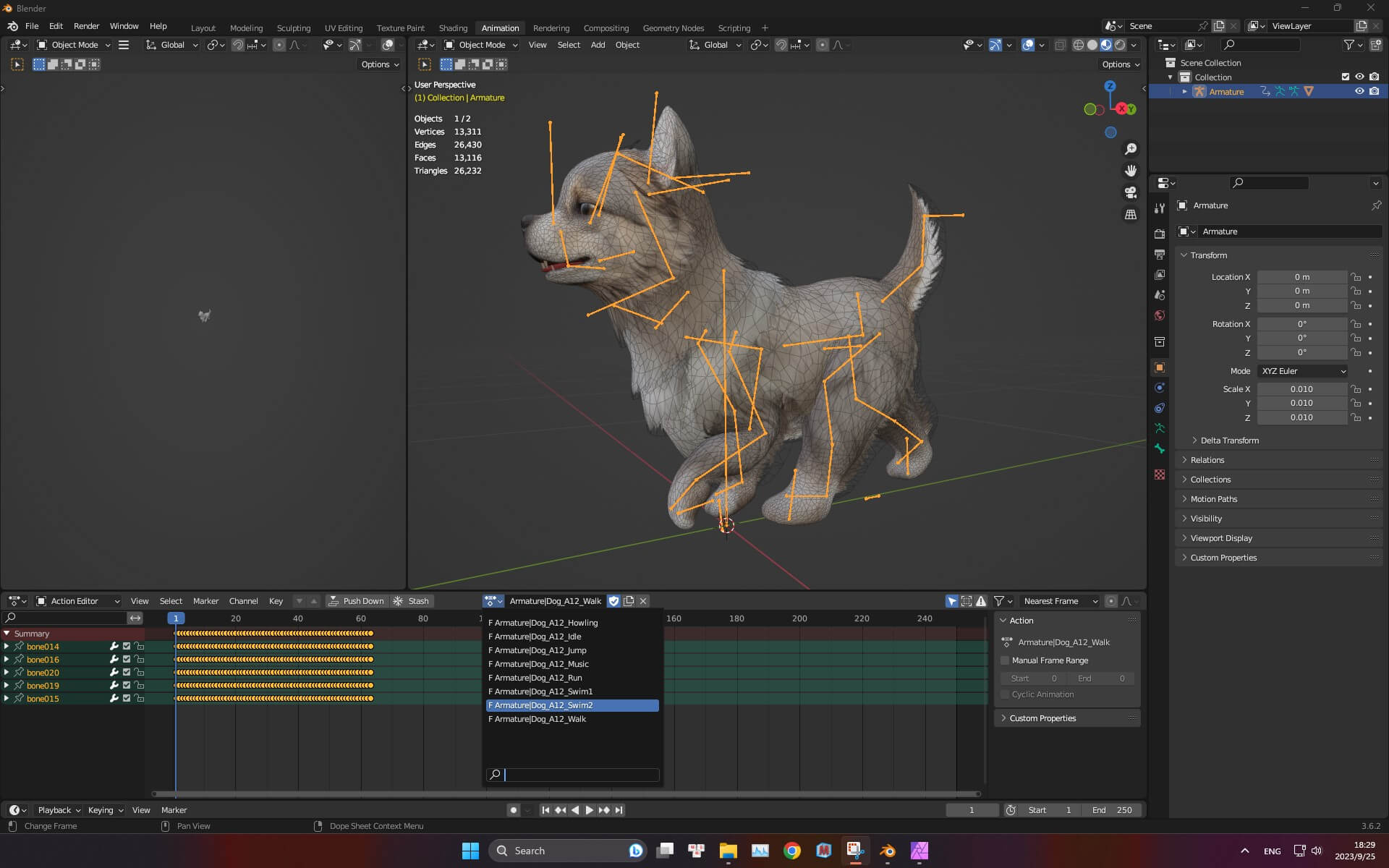 Dog A2 Animated - 3D Model by Animated3d