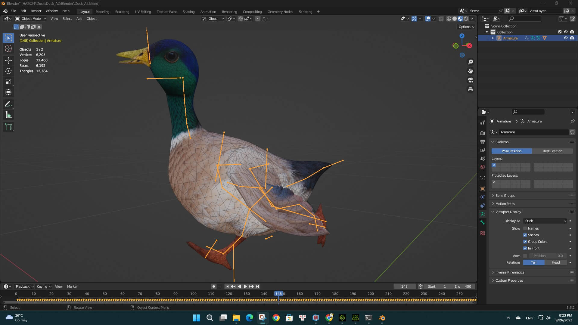Duck A2 Animated - 3D Model by Animated3d