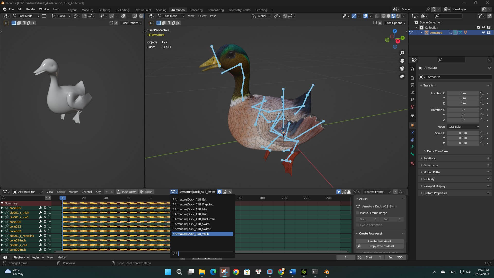 Duck A3 Animated - 3D Model by Animated3d