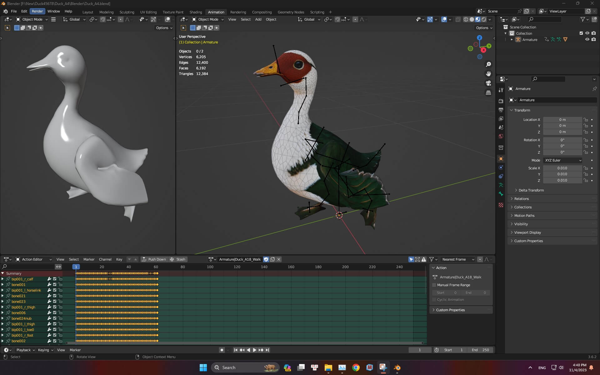 Duck A4 Animated - 3D Model by Animated3d