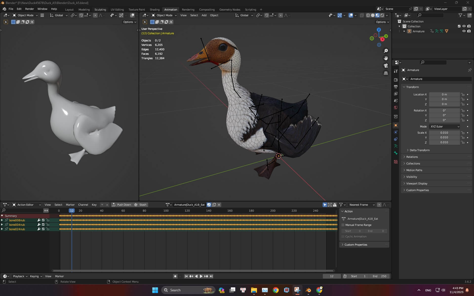 Duck A5 Animated - 3D Model by Animated3d