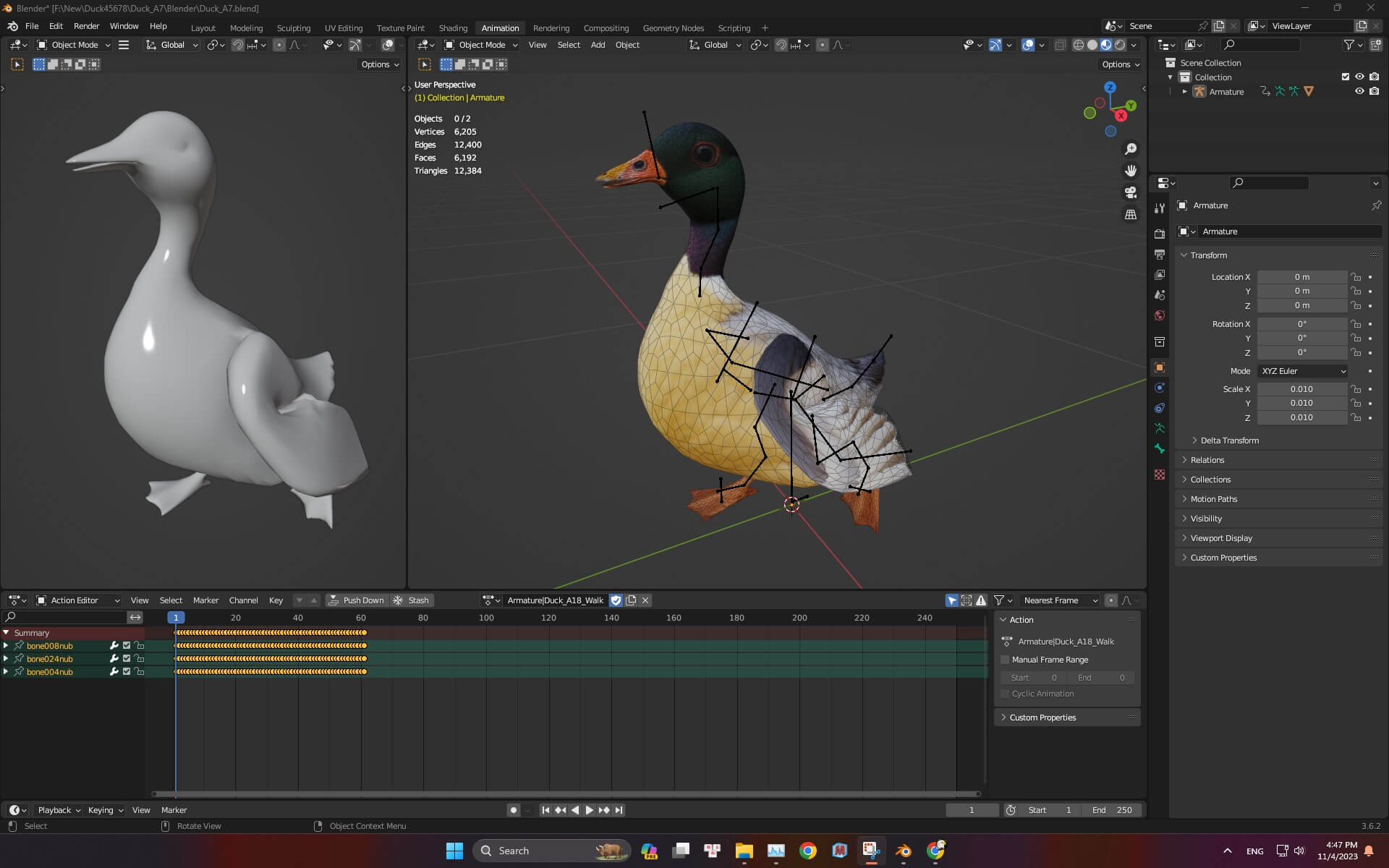 Duck A7 Animated - 3D Model by Animated3d