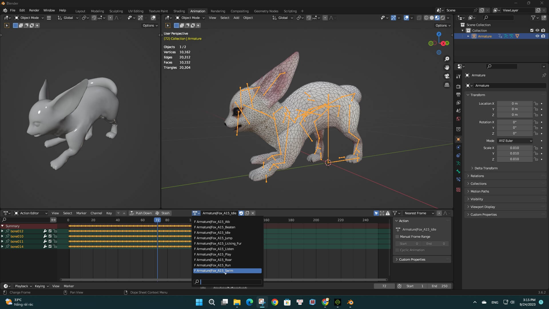 Fox A1 Animated - 3D Model by Animated3d