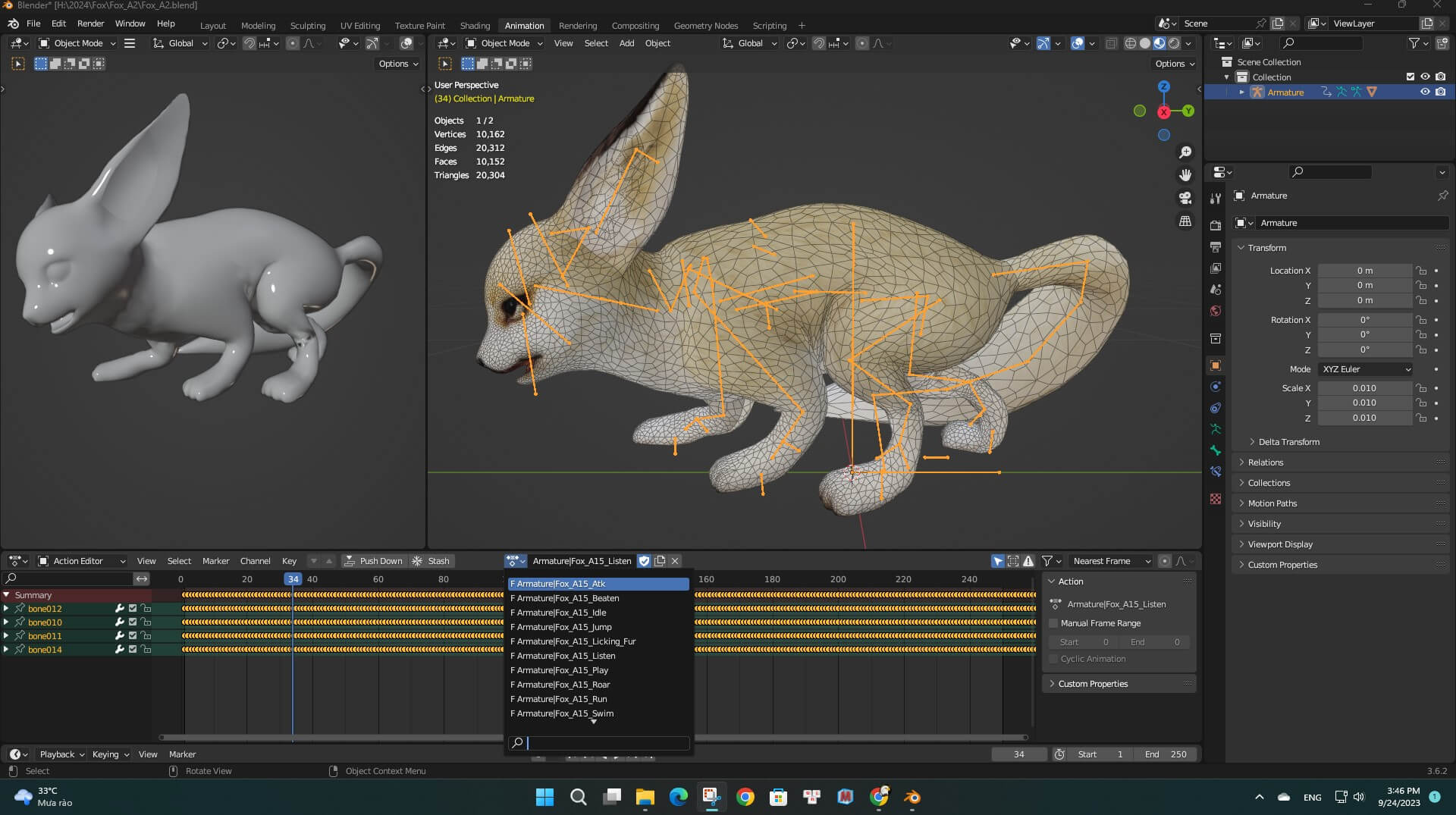 Fox A2 Animated - 3D Model by Animated3d