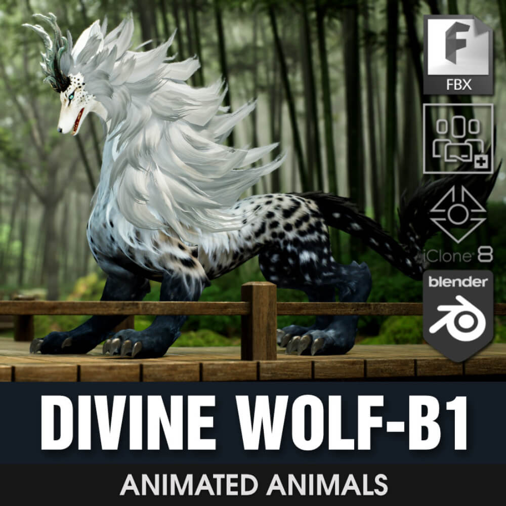 Divine Wolf-B1 3D Render, Digital Art by Animated3d