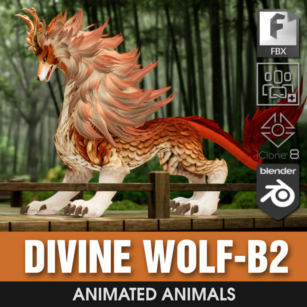 Divine Wolf-B2 3D Render, Digital Art by Animated3d