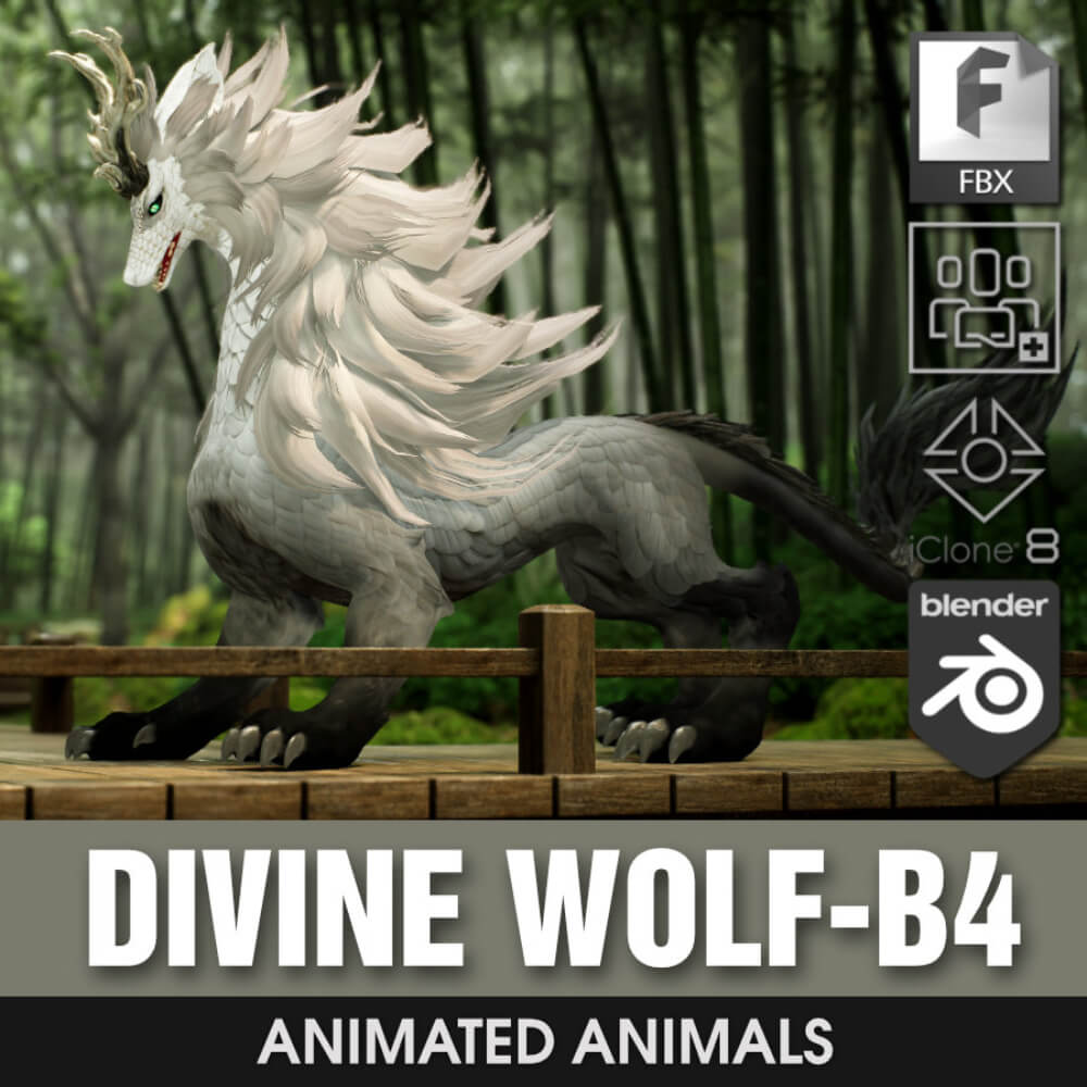 Divine Wolf-B4 3D Render, Digital Art by Animated3d