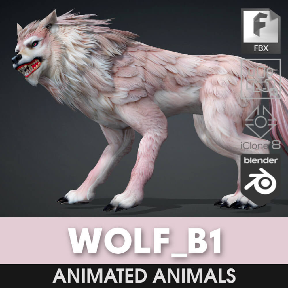 Wolf_B1 3D Render, Digital Art by Animated3d
