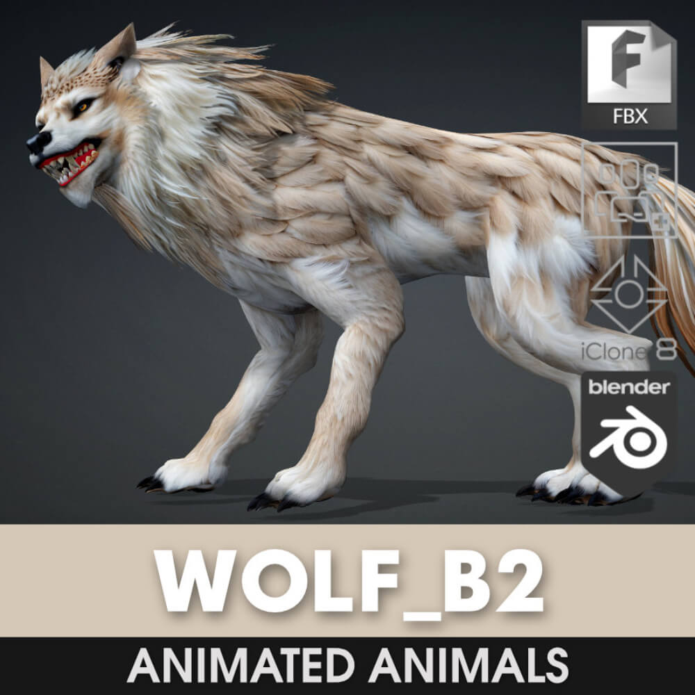 Wolf-B2 3D Render, Digital Art by Animated3d