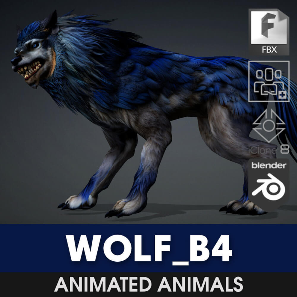 Wolf-B4 3D Render, Digital Art by Animated3d