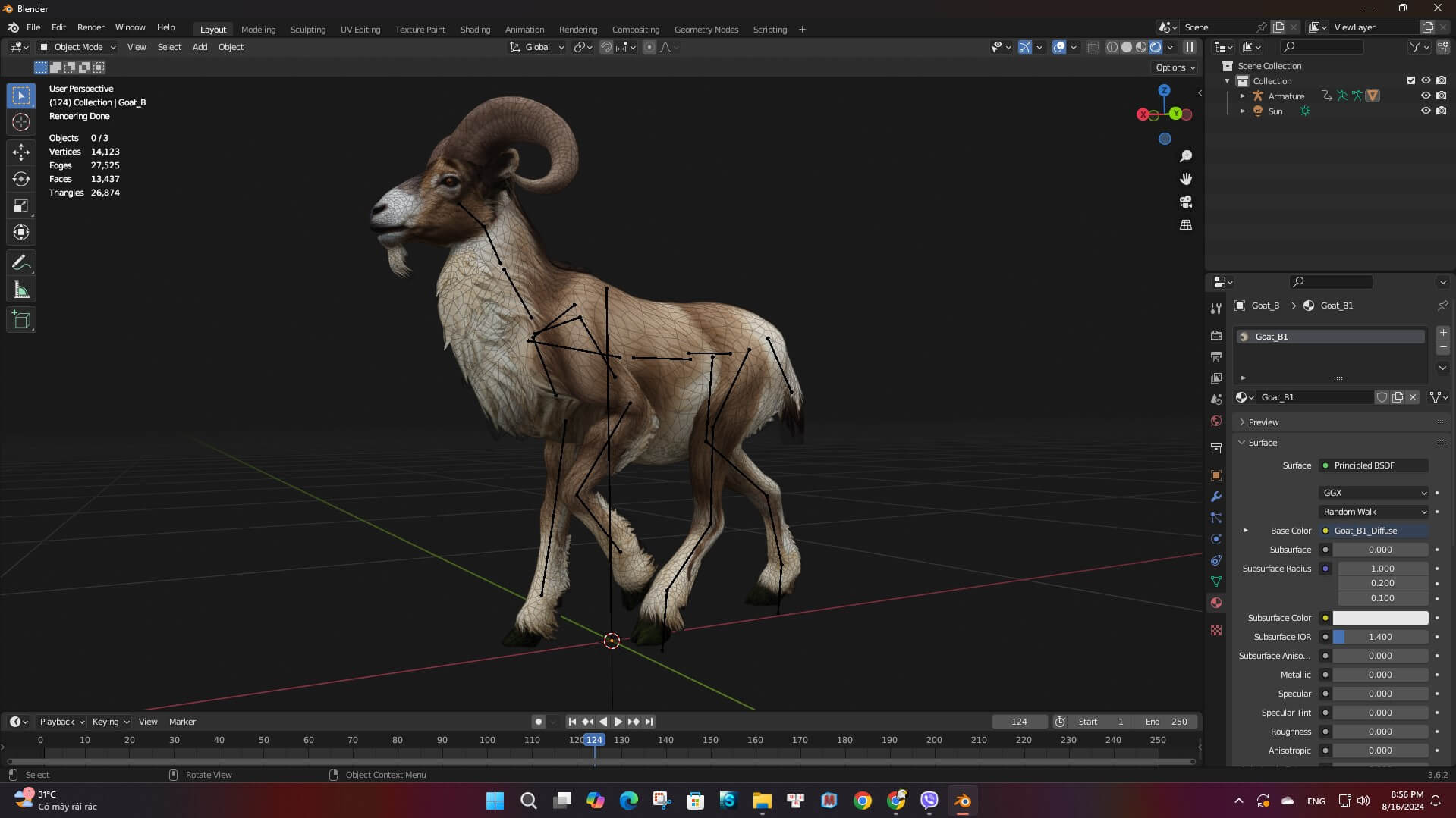 Goat-B1-Animated 3D Model by Animated3d