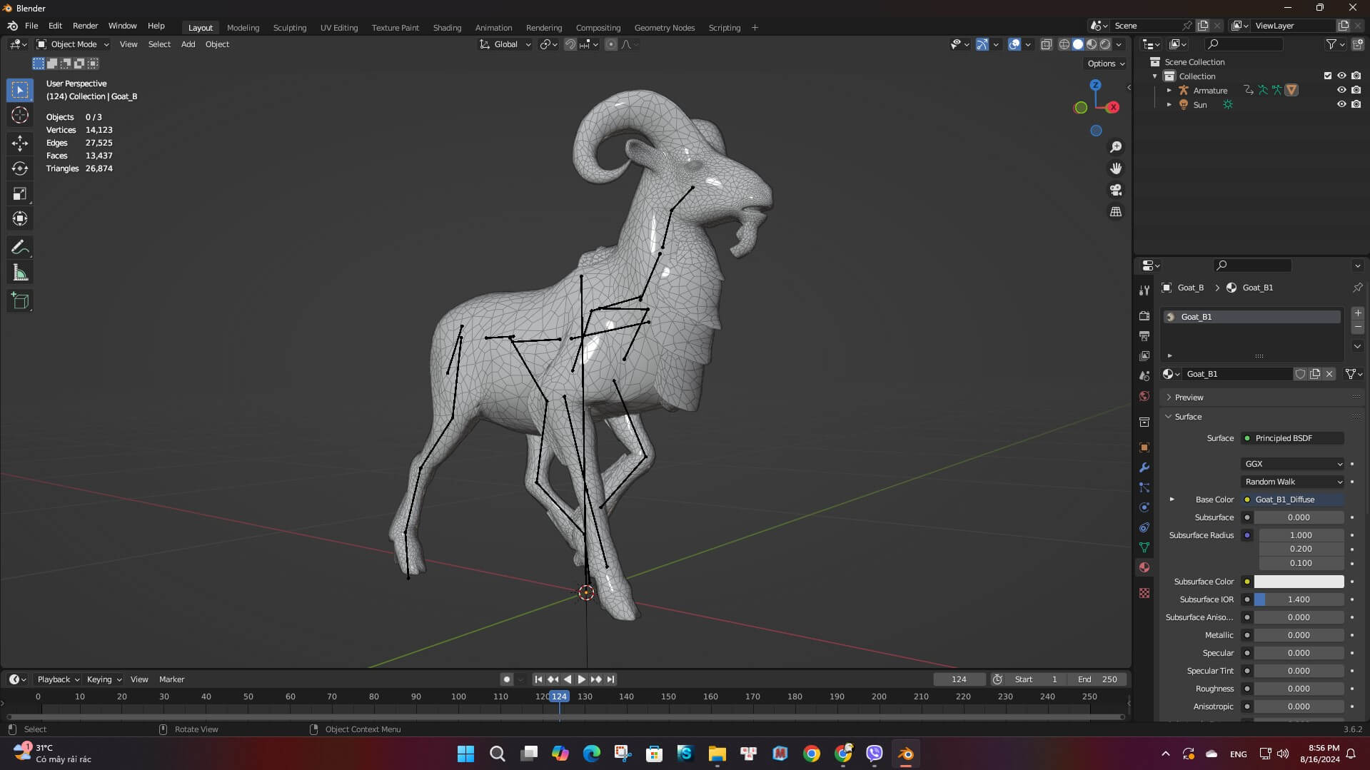 Goat-B1-Animated 3D Model by Animated3d