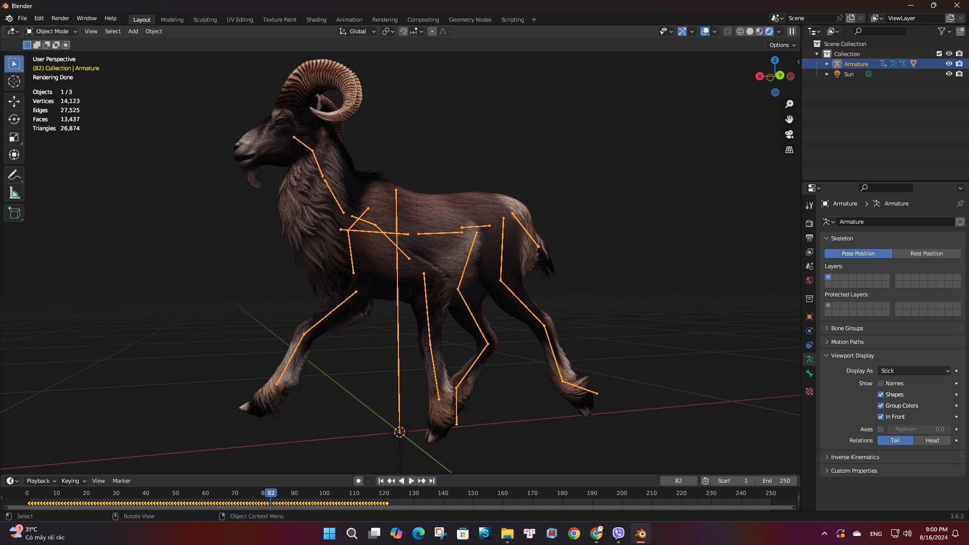 Goat-B2-Animated 3D Model by Animated3d