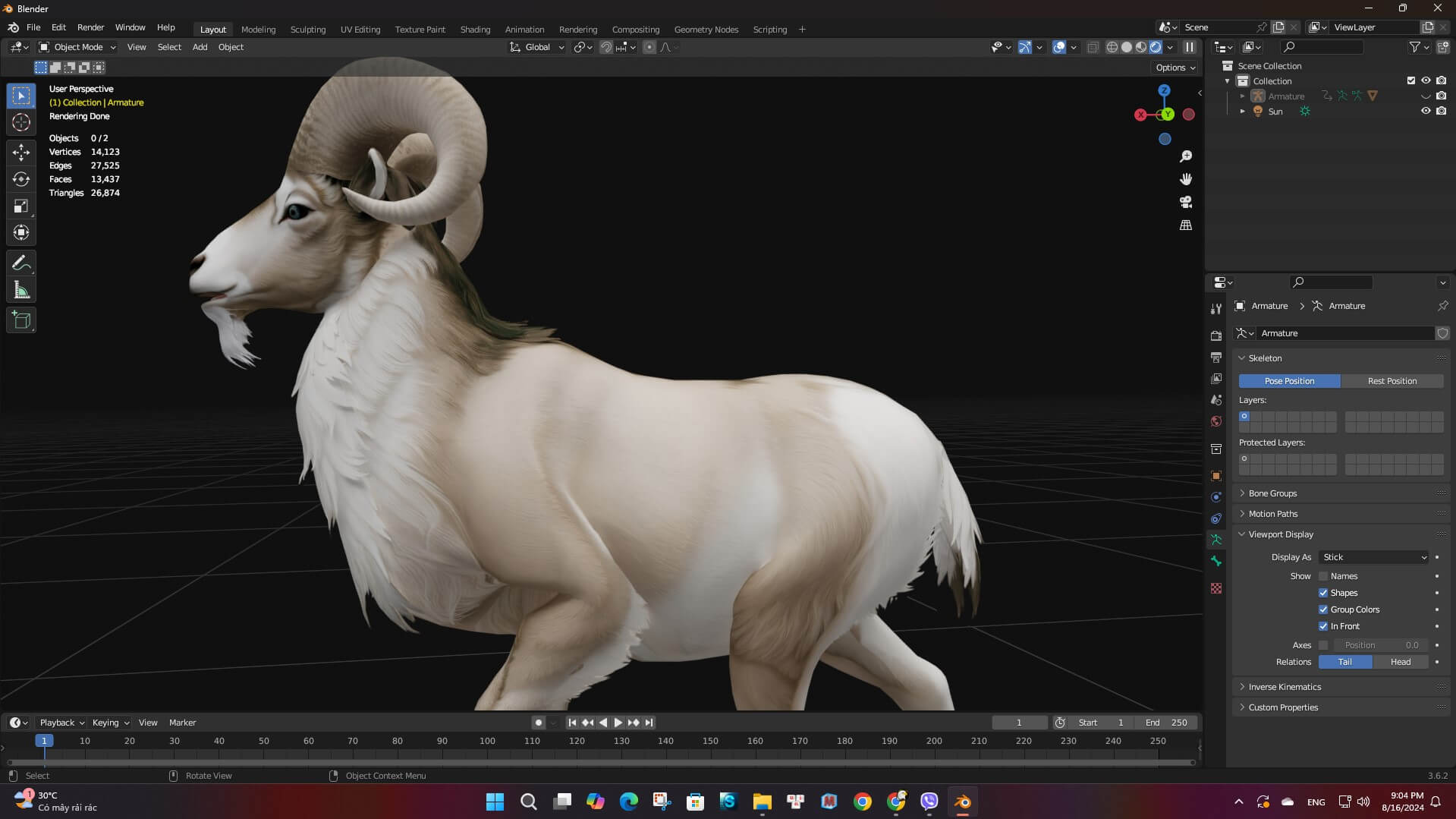 Goat-B3-Animated 3D Model by Animated3d