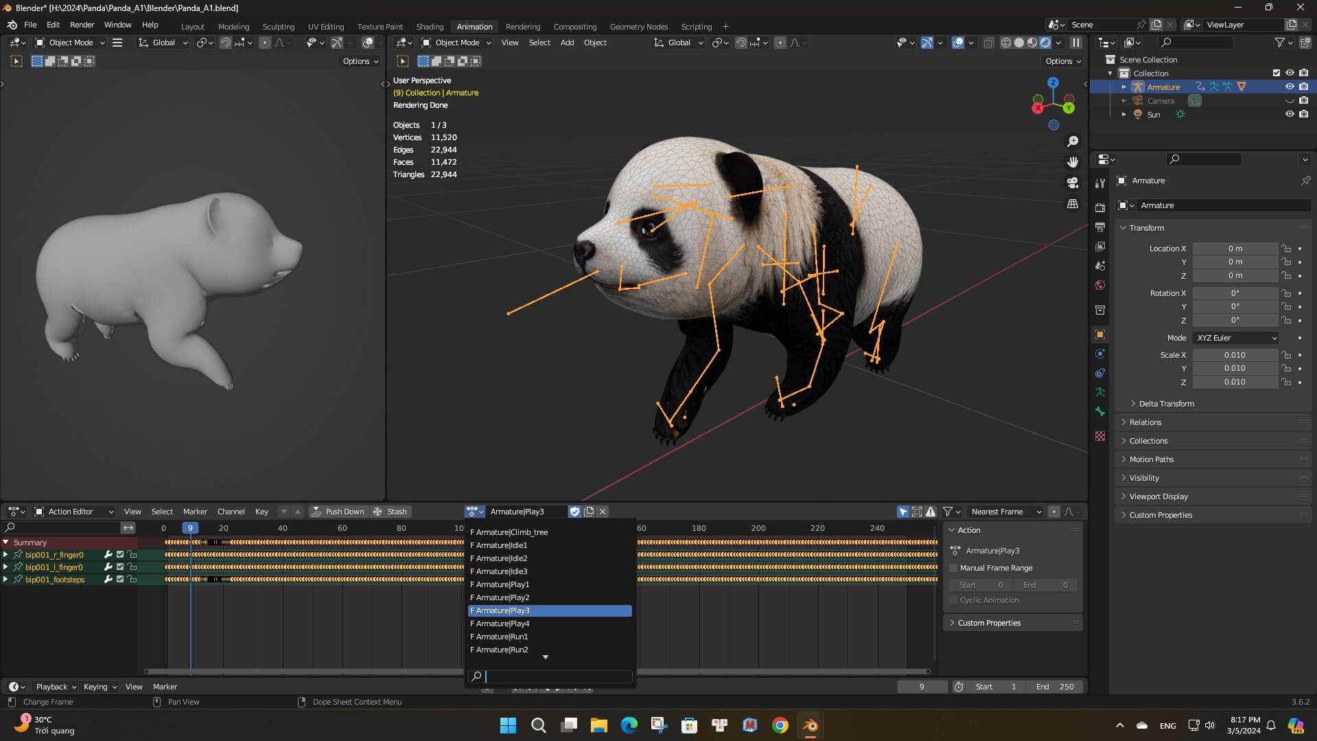 Panda A1 Animated - 3D Model by Animated3d