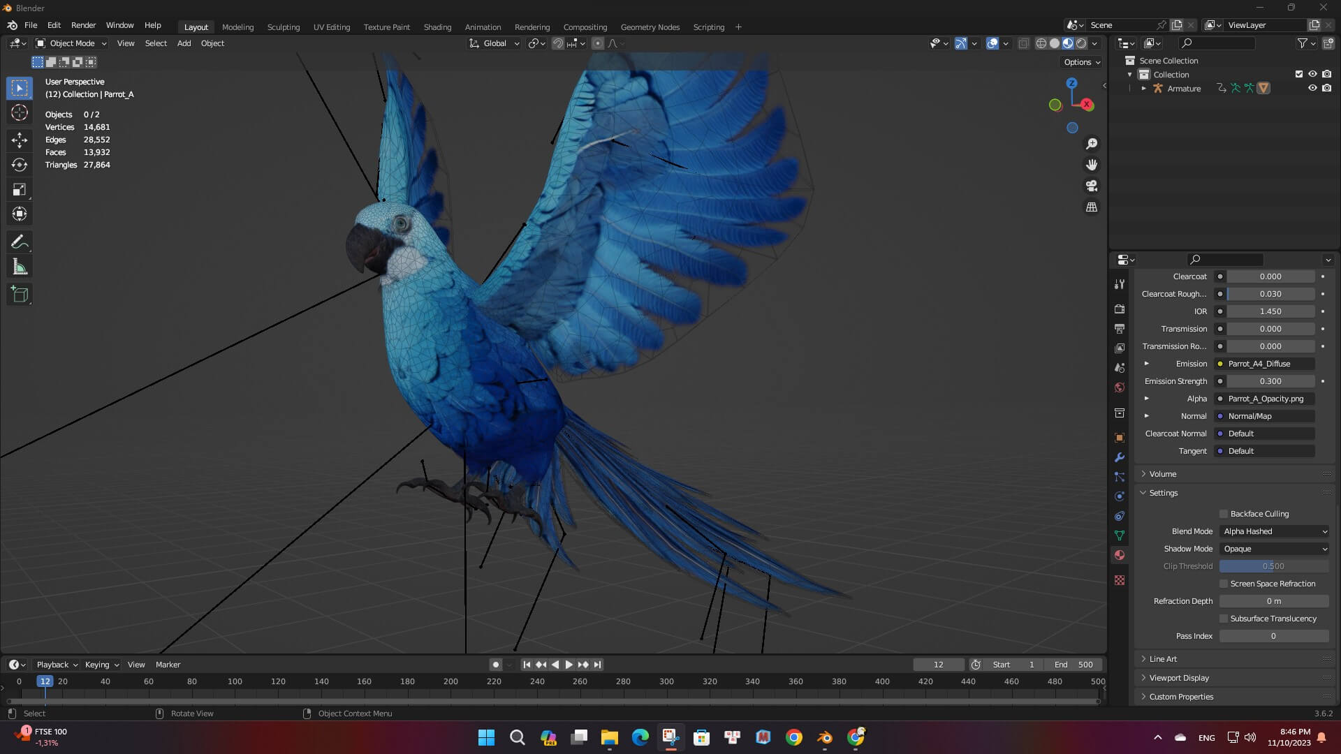Parrot A4 Animated - 3D Model by Animated3d