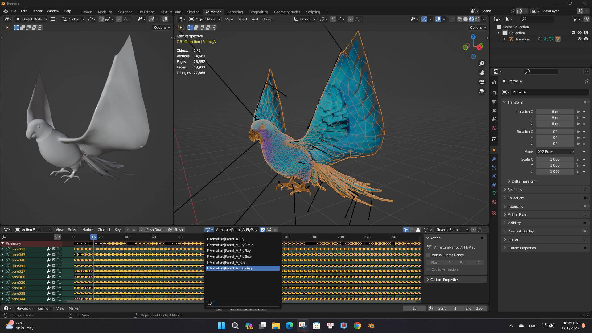Parrot A6 Animated - 3D Model by Animated3d