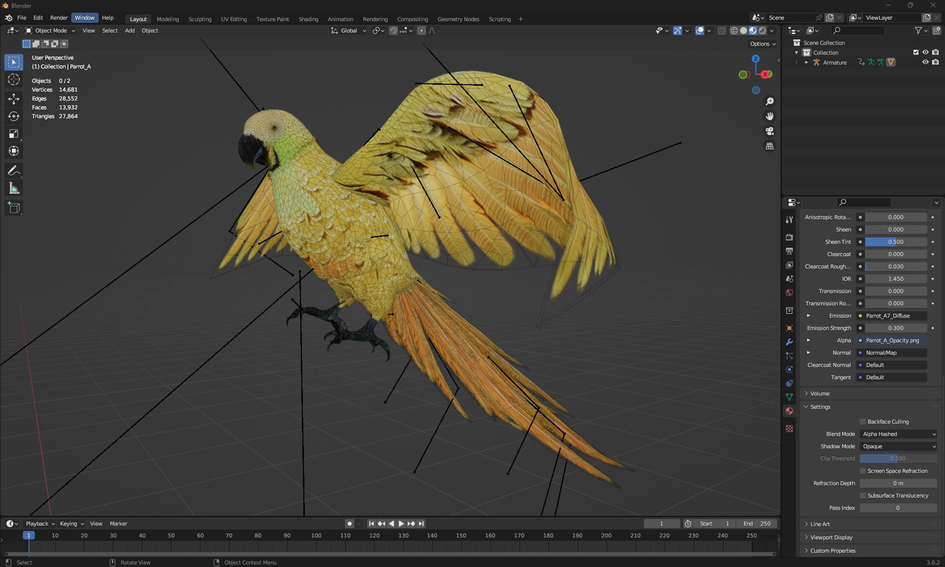 Parrot A7 Animated - 3D Model by Animated3d
