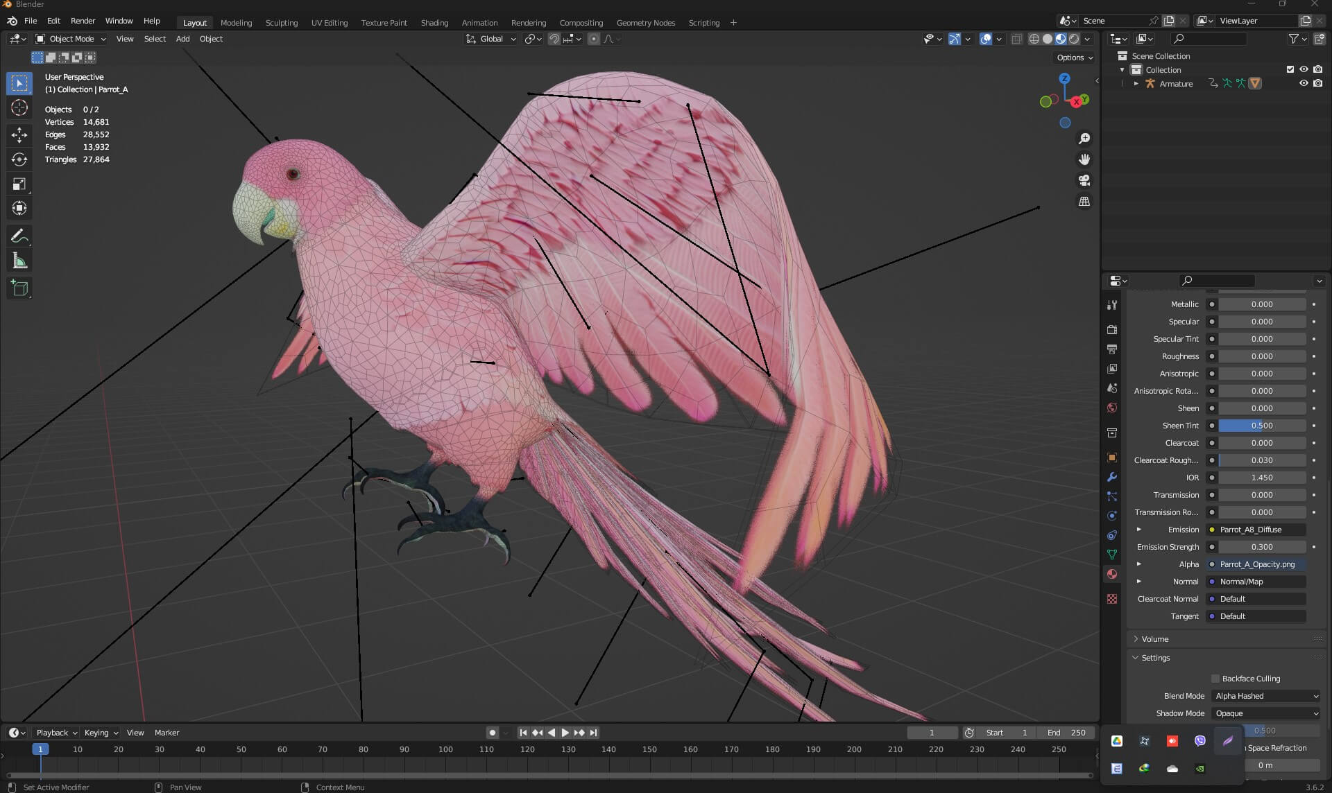 Parrot A8 Animated - 3D Model by Animated3d